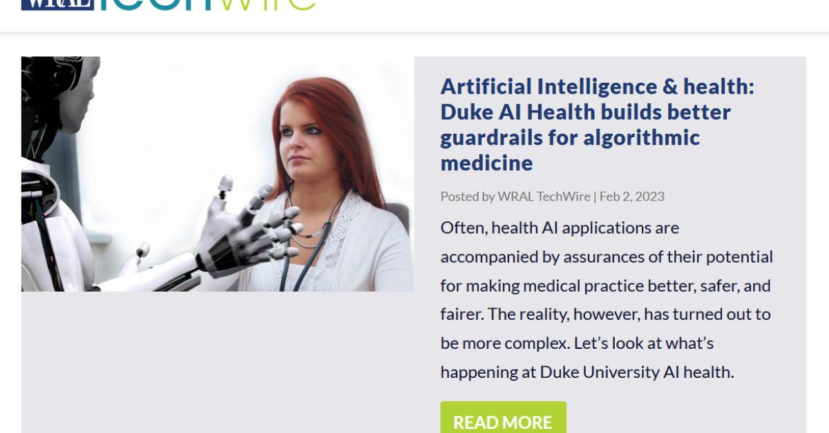 Article: Artificial Intelligence & Health: Duke Builds Better ...